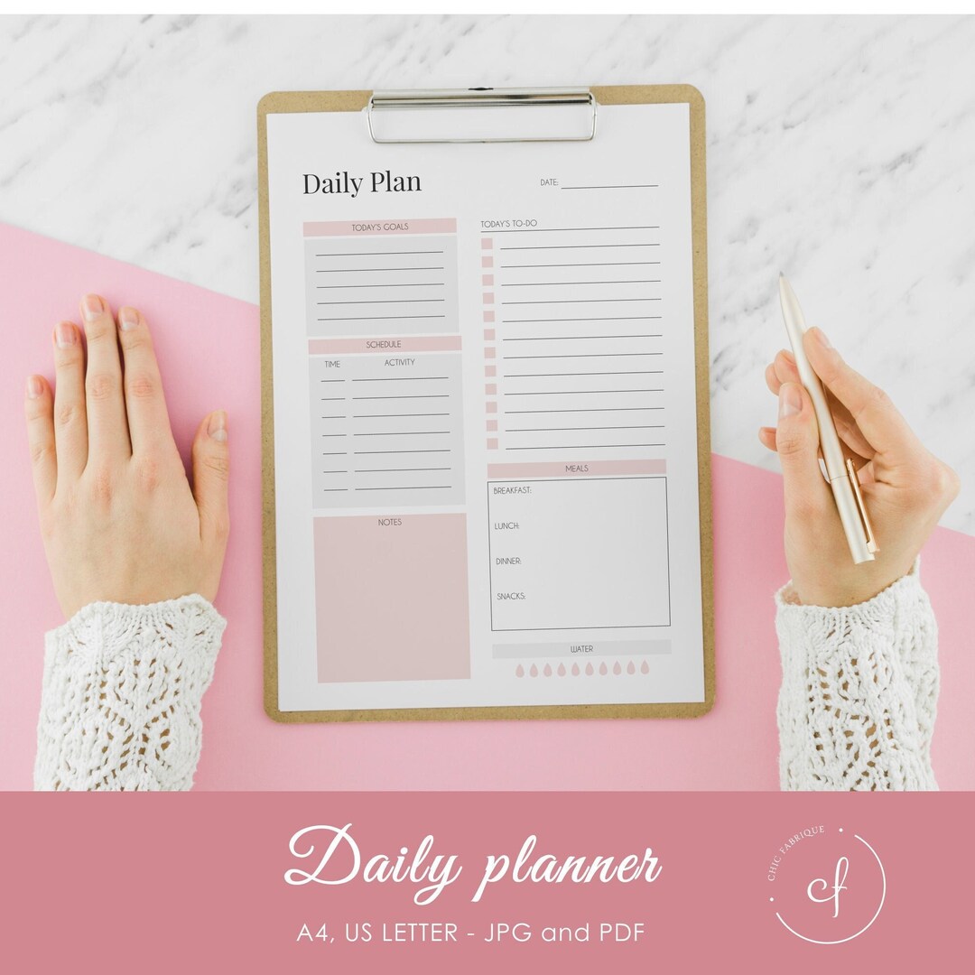 2023 Daily Planner Printable and Digital, Minimal Elegant One Page ...