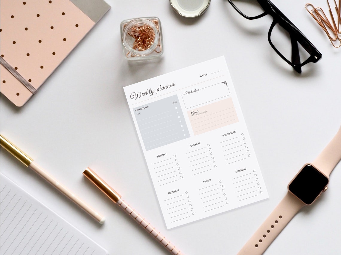 Productivity Weekly Planner Printable Art Plan Your Week High - Etsy