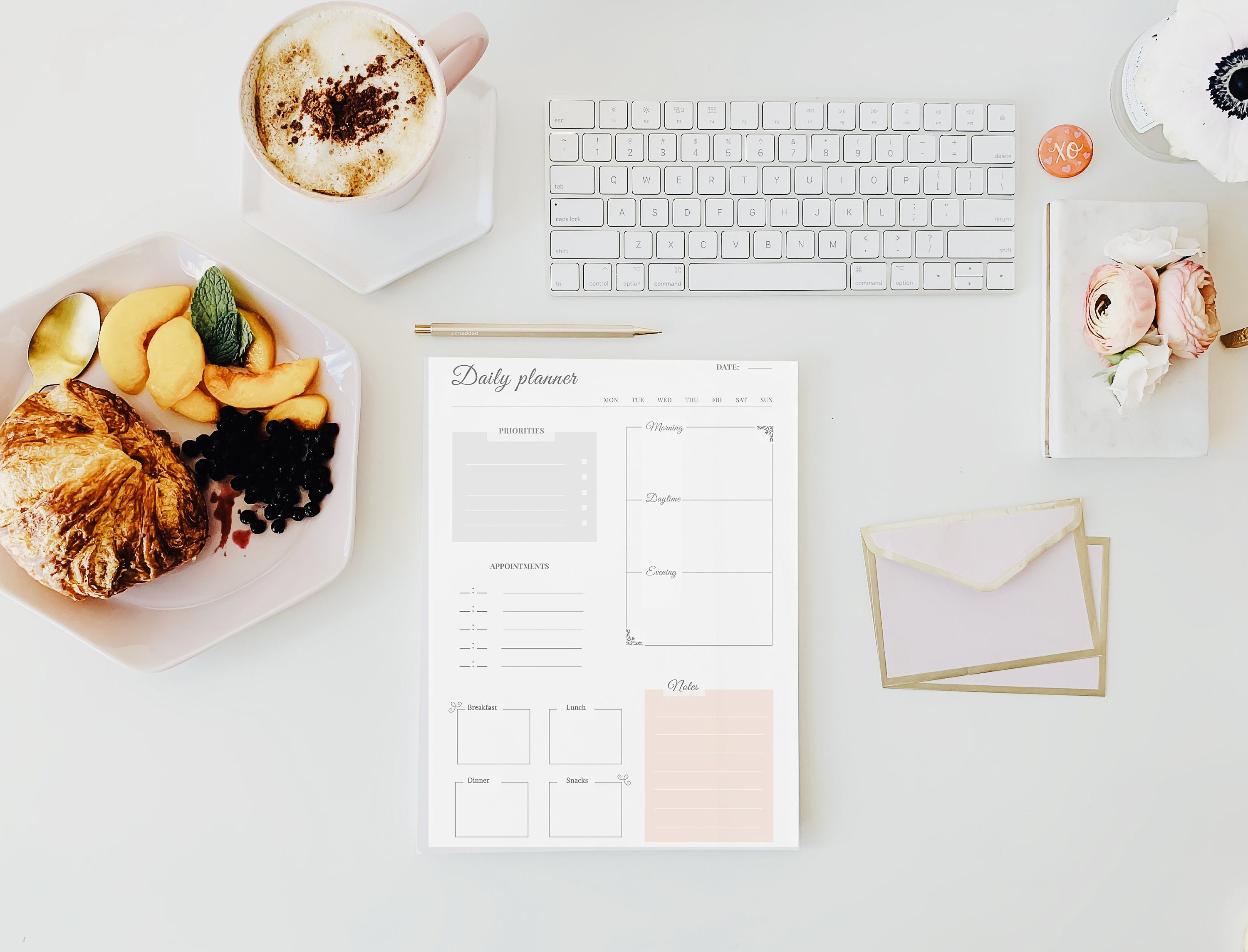 Daily Planner Elegant Printable, Feminene Daily Planning in High ...