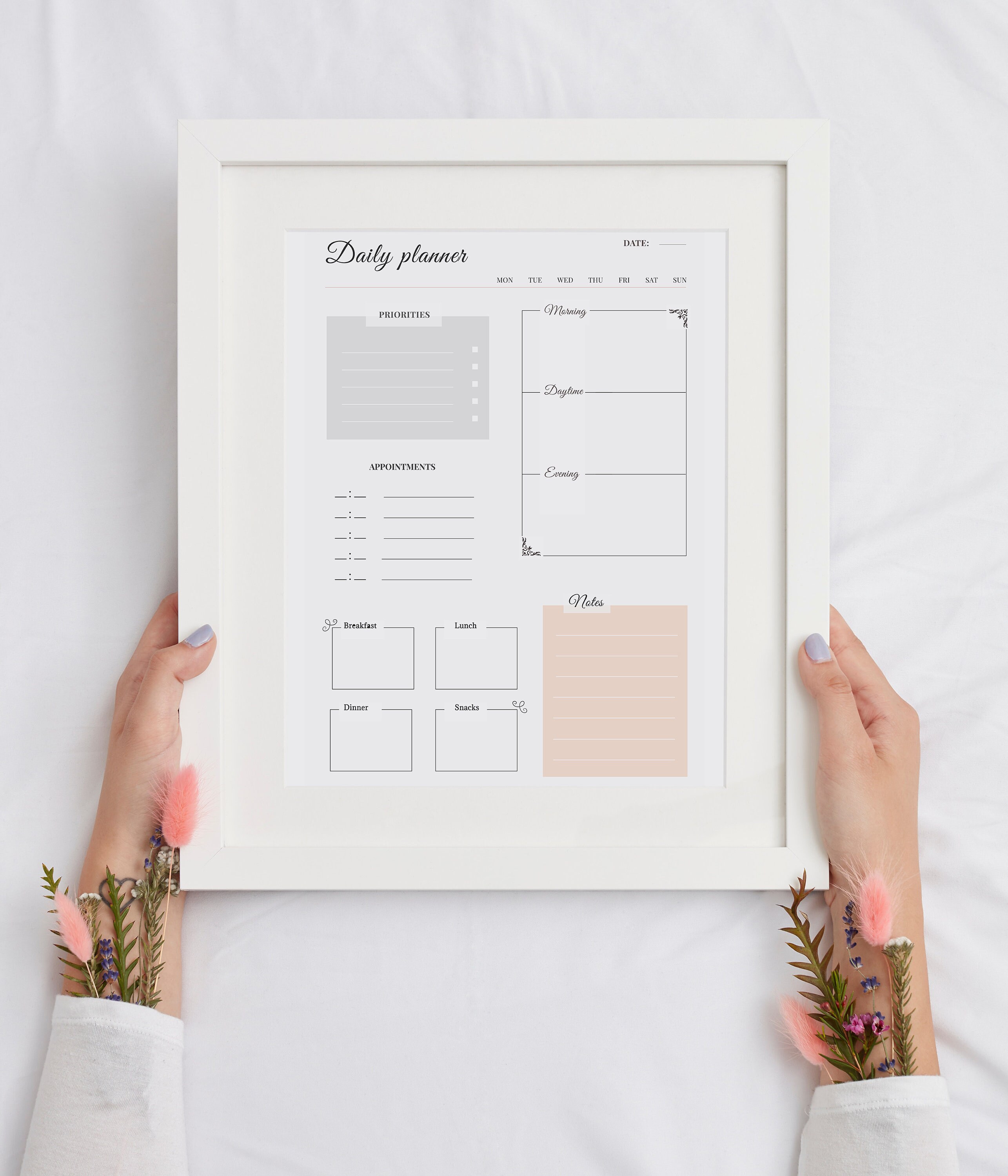 Daily Planner Elegant Printable, Feminene Daily Planning in High ...