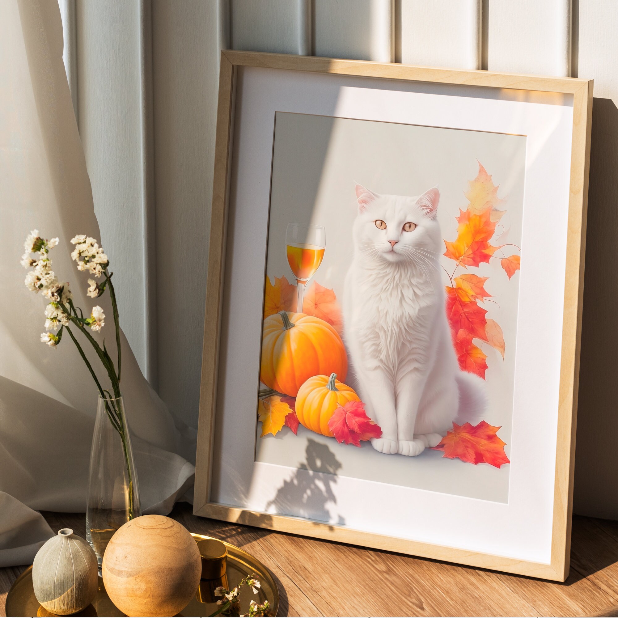 Halloween Cat Art Wall Printable Gift for Cat Lovers Cat - Etsy