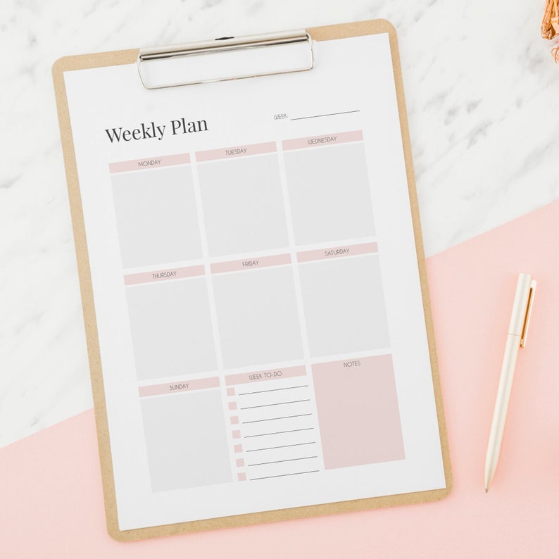 Weekly Planner Page Printable and Digital Weekly Planner Undated ...