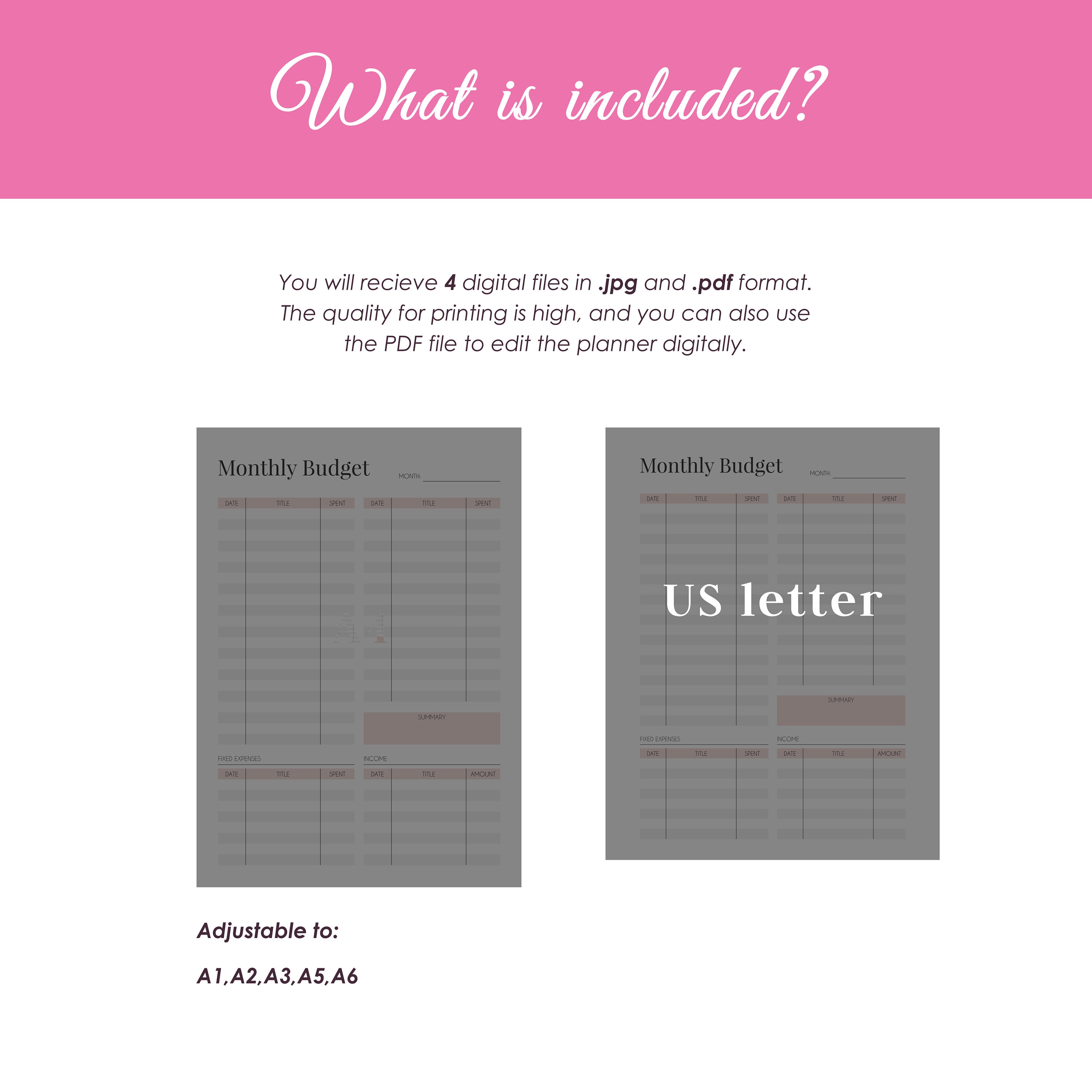 Monthly Budget Planner Financial Organizer Personal Finance Tracker ...
