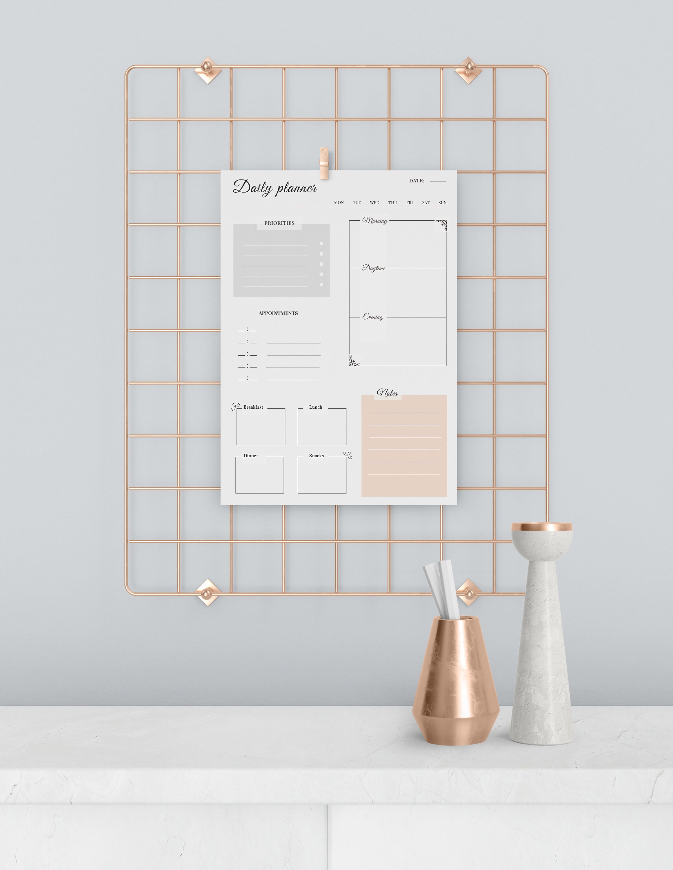 Daily Planner Elegant Printable, Feminene Daily Planning in High ...