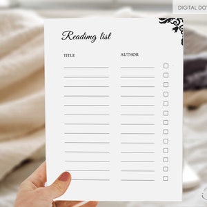 Books to Read Printable Planner, Reading List Digital Download ...