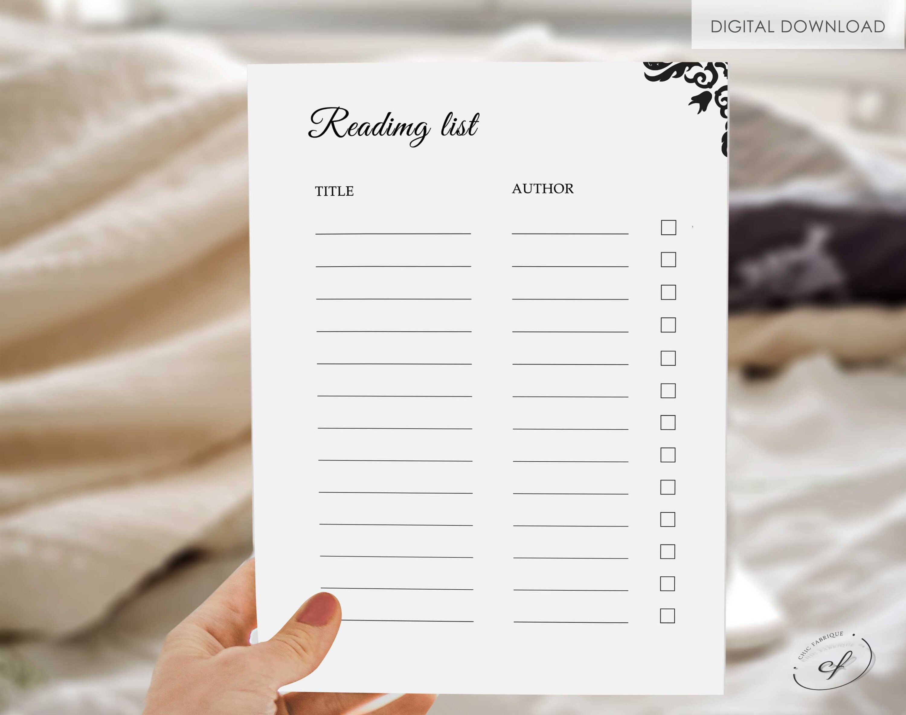 Books to Read Printable Planner, Reading List Digital Download ...