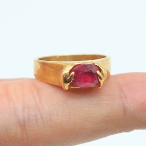 Hand Ruby Silver Ring Solid Silver 925K Sterling Silver Five Fingers ...