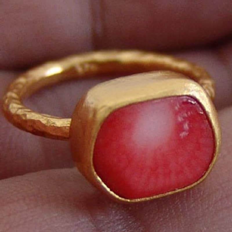 Red Coral Carved Ring - Etsy