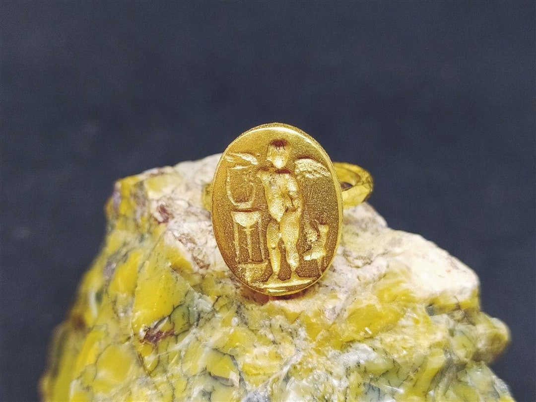 Greek God of Carnal Love Eros Signet Ring Roman Coin Cupid Silver Ring ...