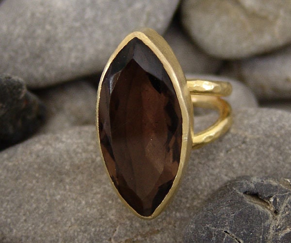 Smoky Quartz Ring Solid Stacking Minimalist Ring 925K Stterling Silver ...