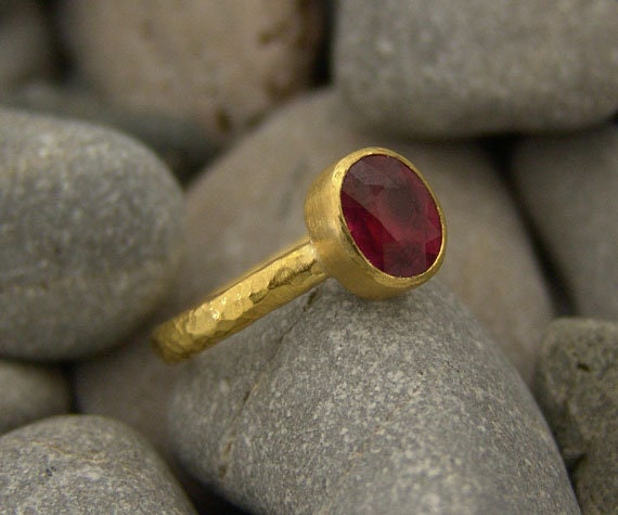Ruby Ring Solid Silver 925K Sterling Silver Minimalist Ring - Etsy