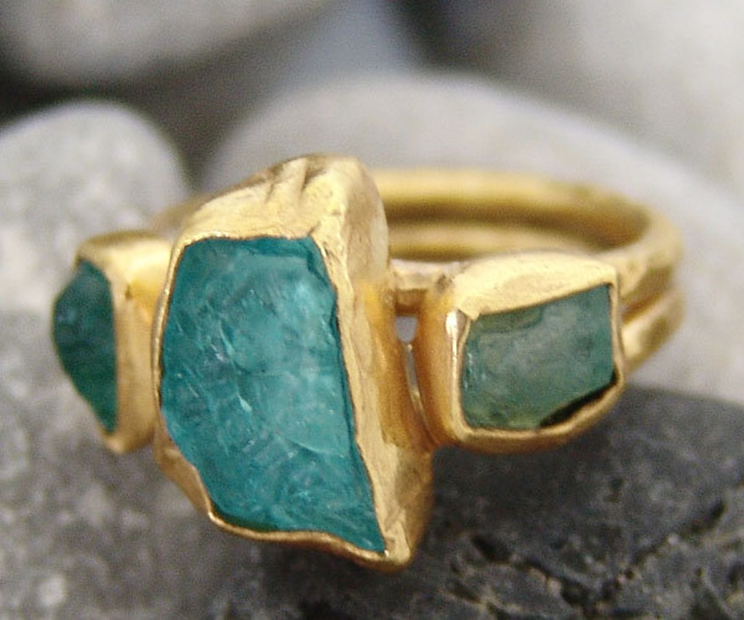 Natural Apatite Ring, 24K Gold Vermeil Solid Sterling Silver - Etsy