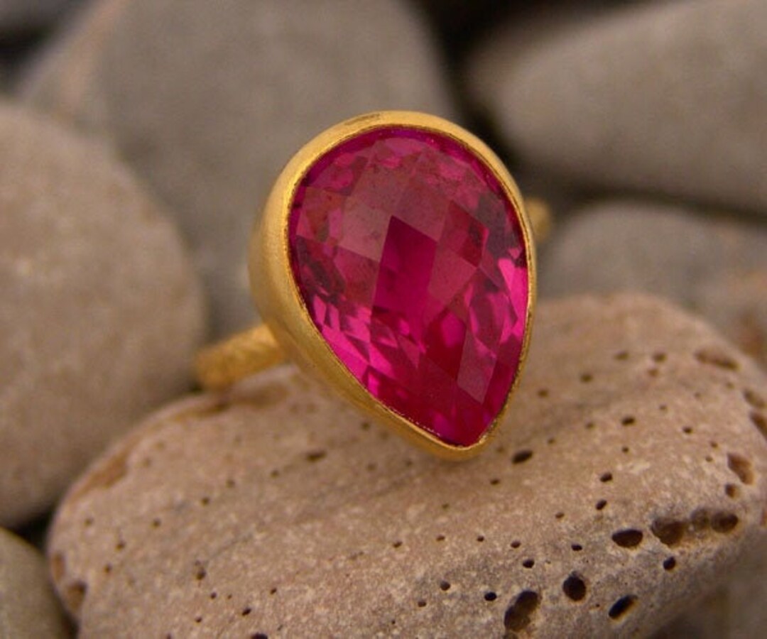 Ruby Ring Solid Silver 925K Sterling Silver Minimalist Ring - Etsy