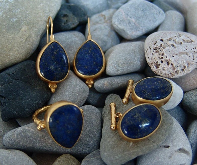 Lapis Lazuli ringset EarringsRing And Cufflink 925K | Etsy