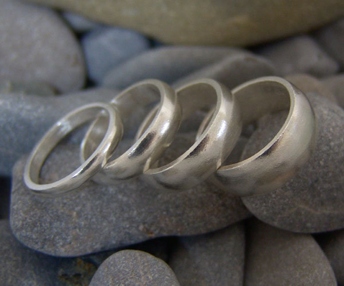 Four Band Ring Solid Sterling 925K Sterling Silver Hammered Band Ring ...
