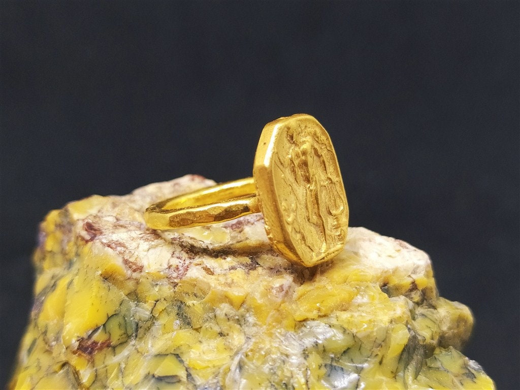 Signet Ring Roman Coin Sterling Silver Ring 24k Gold Over Coin Ring ...