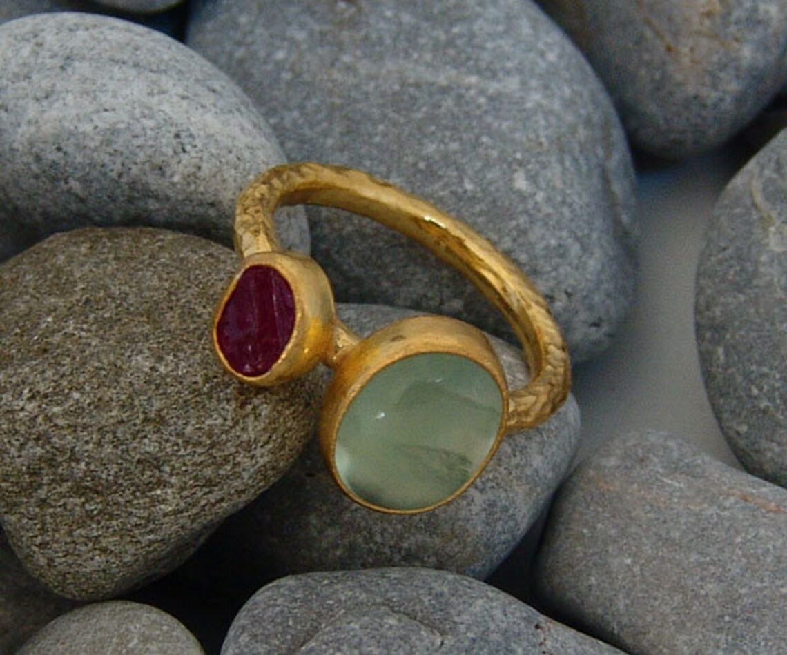 Ruby Ring Aquamarine Ring Solid Silver 925K Sterling Silver - Etsy
