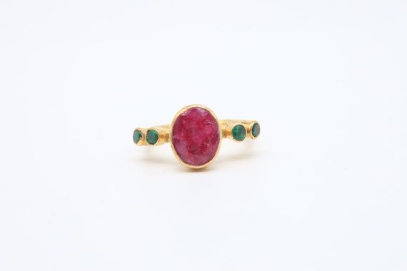 Raw Ruby Silver Ring Solid Silver 925K Sterling Silver - Etsy