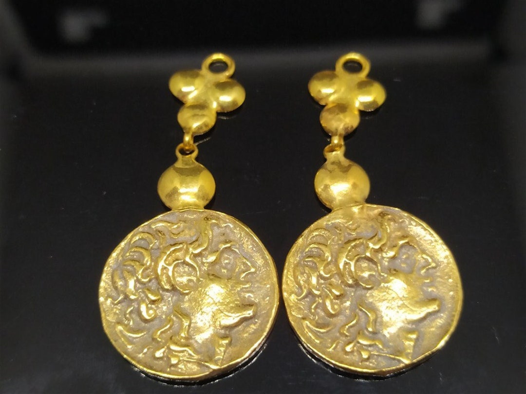Roman Coin Silver Earrings Greek God Figured Earrings Handmade Earrings ...