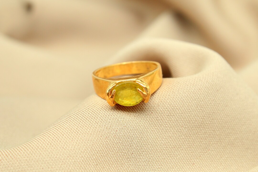 Natural Yellow Sapphire Silver Hand Ring Sterling Silver Jewelry Ring ...