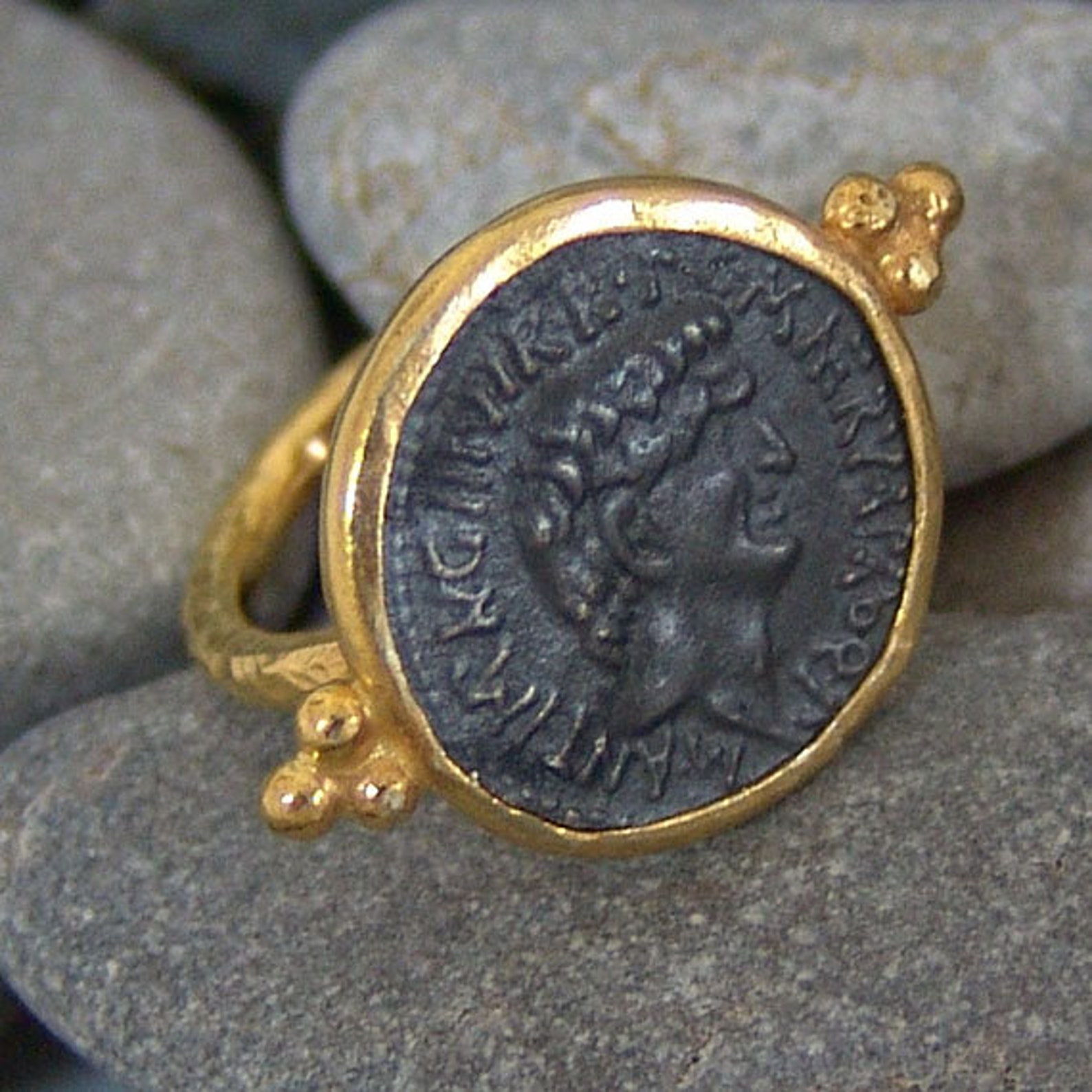 24k Gold Over Sterling Silver Roman Coin Ring, Ancient Greek Style - Etsy