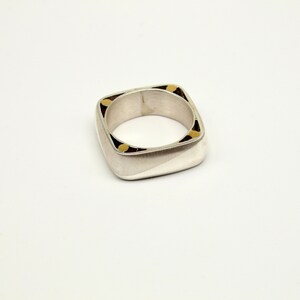 925 Sterling Silver Square Ring, Modern Wedding Band - Etsy