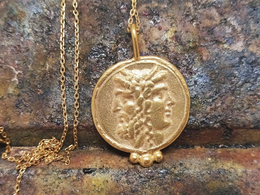 Two Face Replica Coin Necklace, Hammered Sterling Silver - Etsy