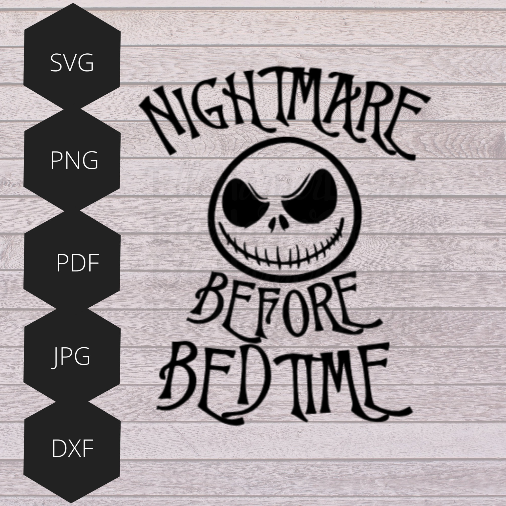 Nightmare Before Bedtime Baby Bib SVG PDF- Png - Pdf- Dxf - INSTANT ...