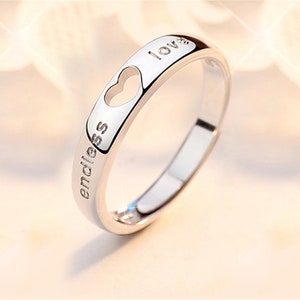 2PCS/ Set Couple Heart Rings for Women Men Promise Ring for Lovers ...