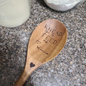 Sourdough Starter Stirrer Wood Spoon, Knead You to Feed Me, Special ...