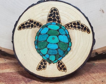 Painted Wood Turtle - Etsy