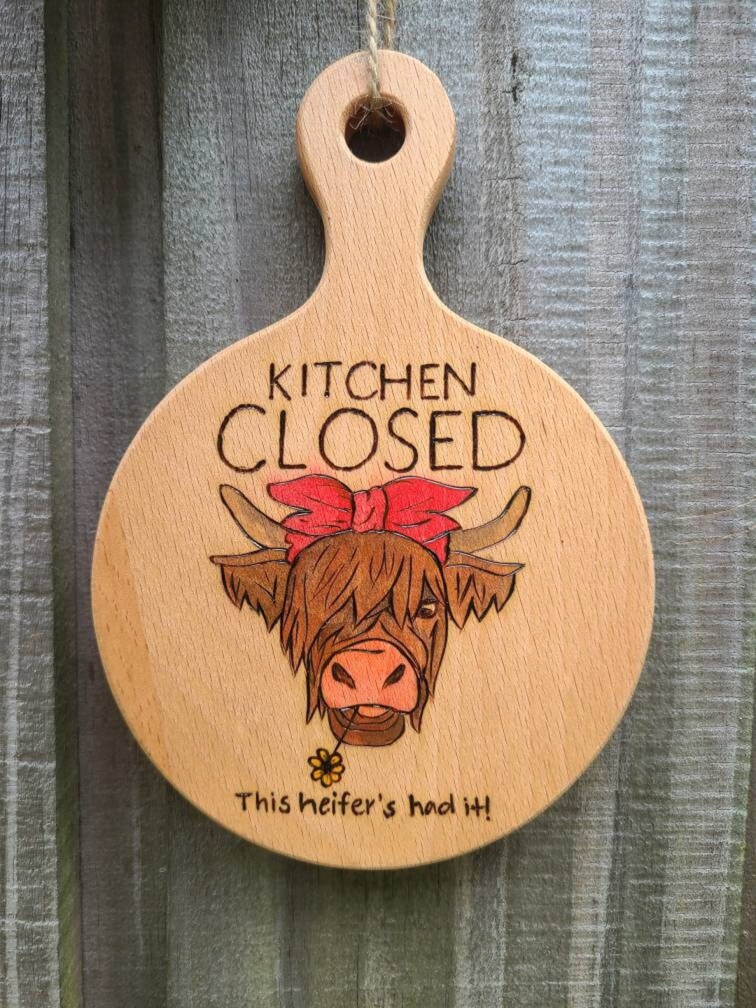 Double-sided Kitchen Open/closed Sign: Farmhouse Rooster & Highland Cow ...