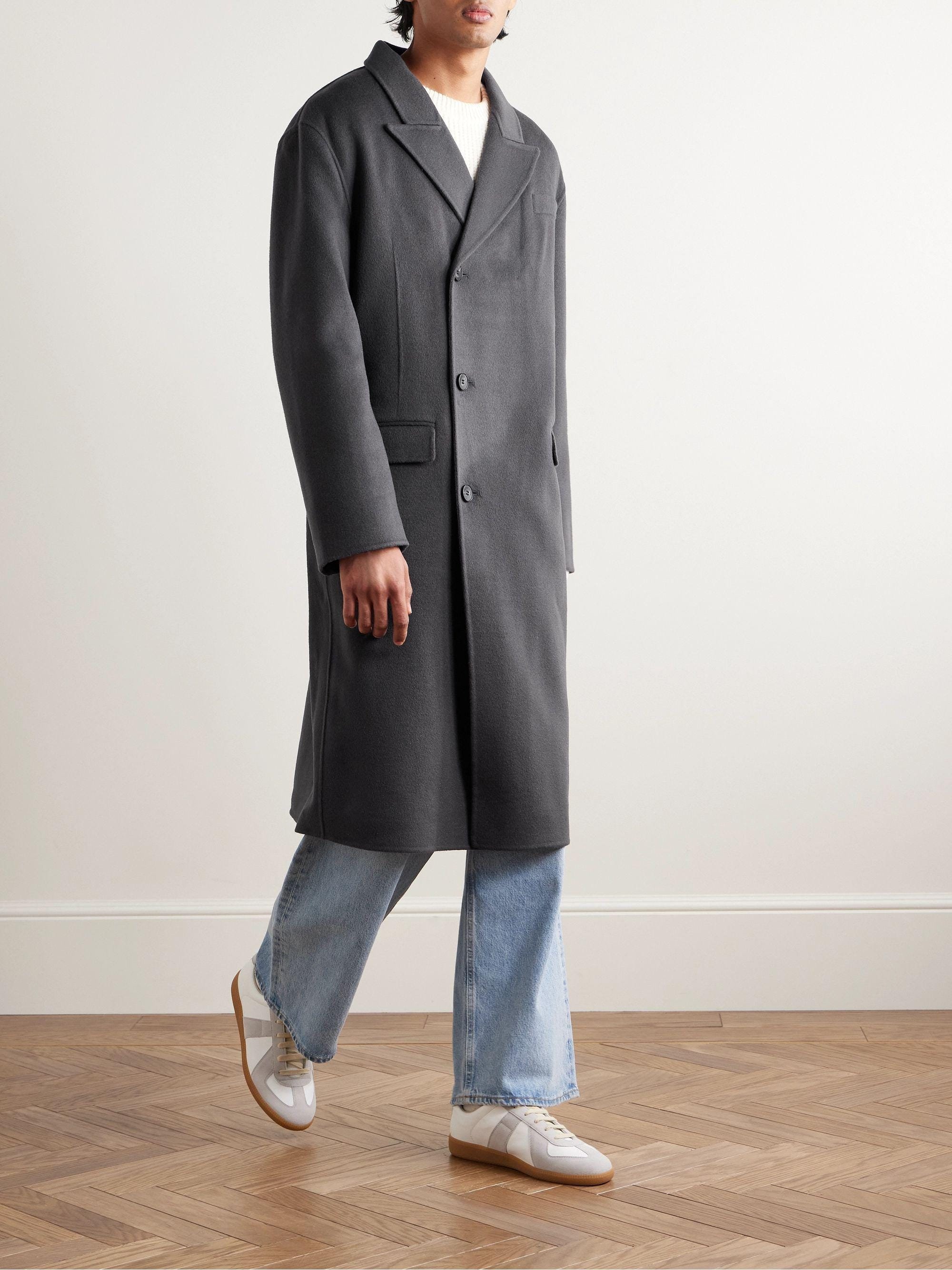 Men Wool Coat, Men's Casual Thick Single Breasted Stand Collar Woolen ...