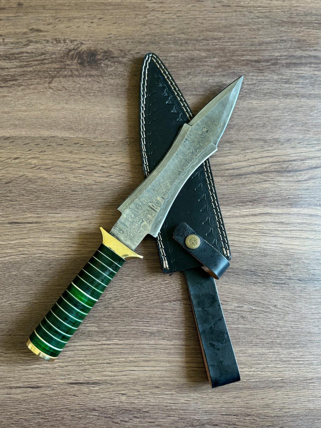 Custom Handmade Damascus Steel Dagger Hunting Double Edge Boot Knife ...