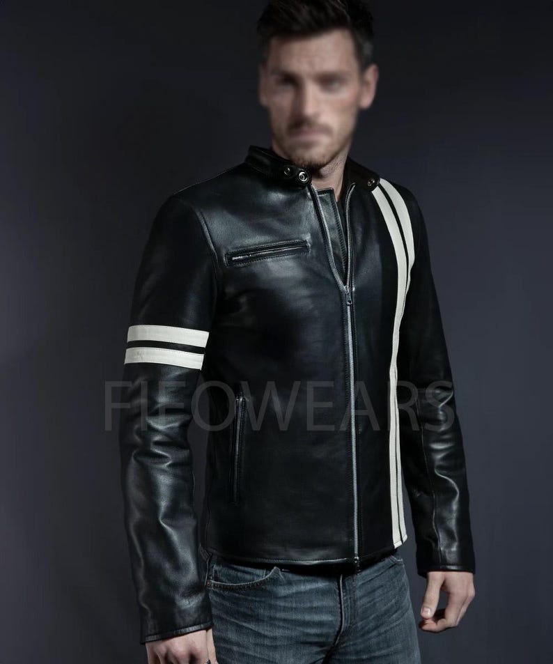Own the Road in This Striking Men's Leather Racing Jacket - Etsy