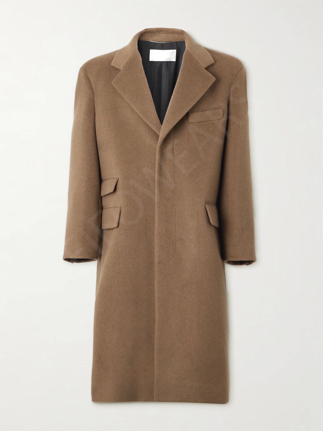 Timeless Elegance Camel Wool Overcoat With Notch Lapel and Button ...
