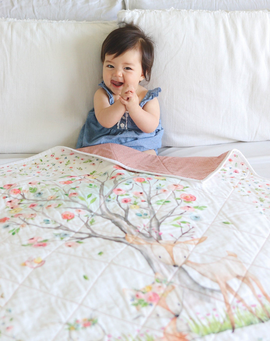 GIRL WOODLAND ANIMALS Baby Quilt Animals Personalized Quilts - Etsy