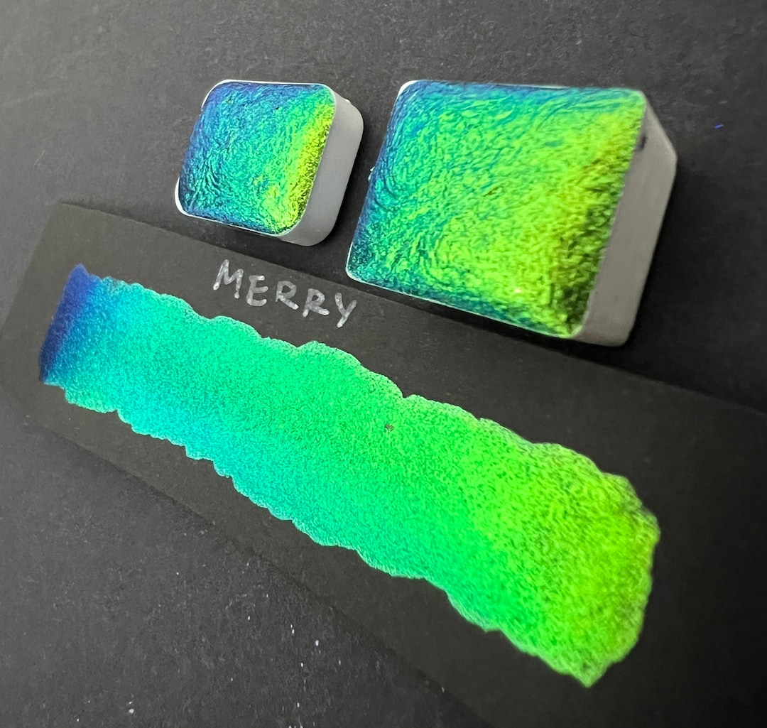 Merry Intense Sparkly Colorshift Vegan Handmade Watercolor Green ...