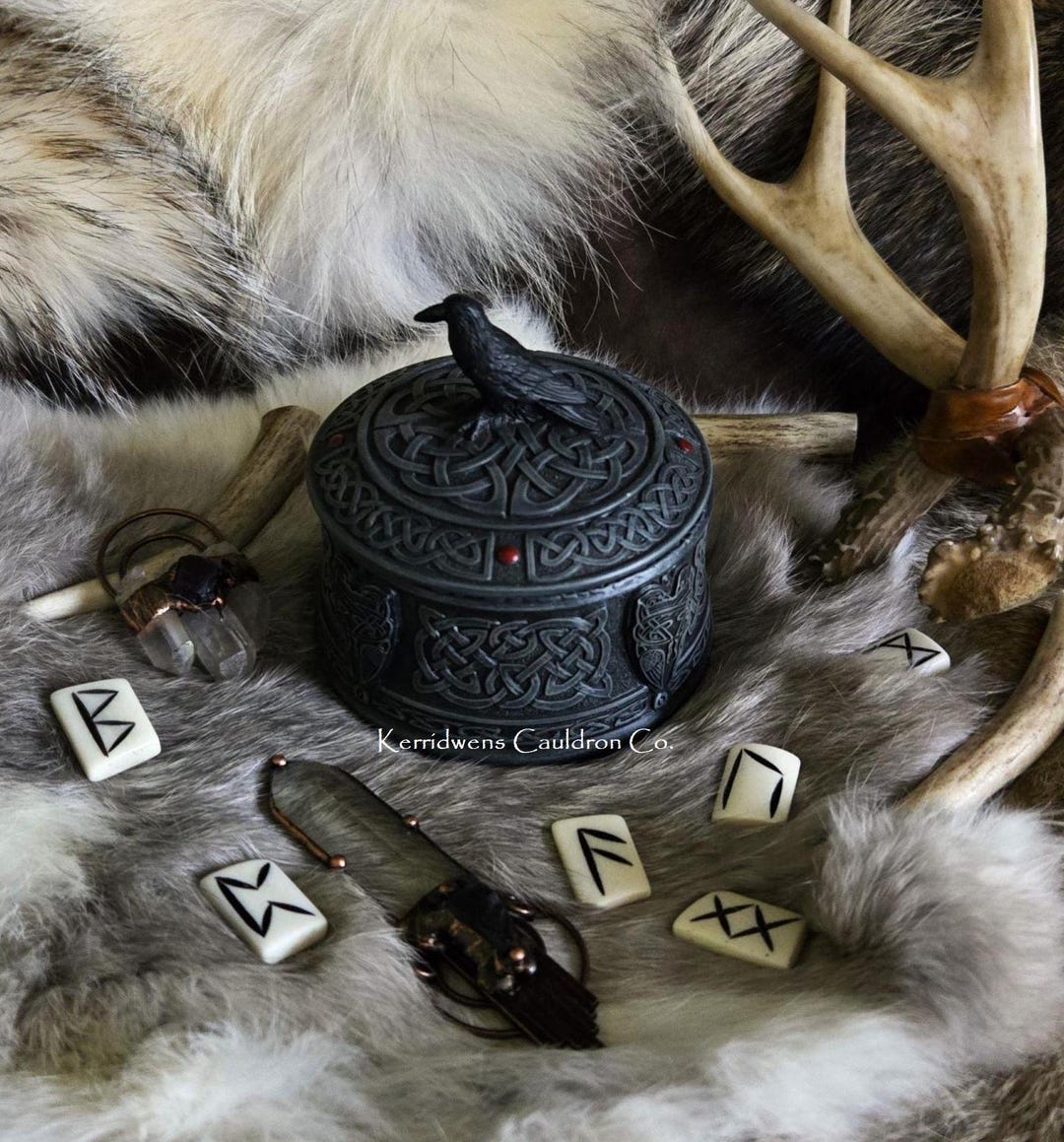 Odin's Raven & Rune KIT, Jewelry Box, Trinket Box, Stash Box, Altar Box ...