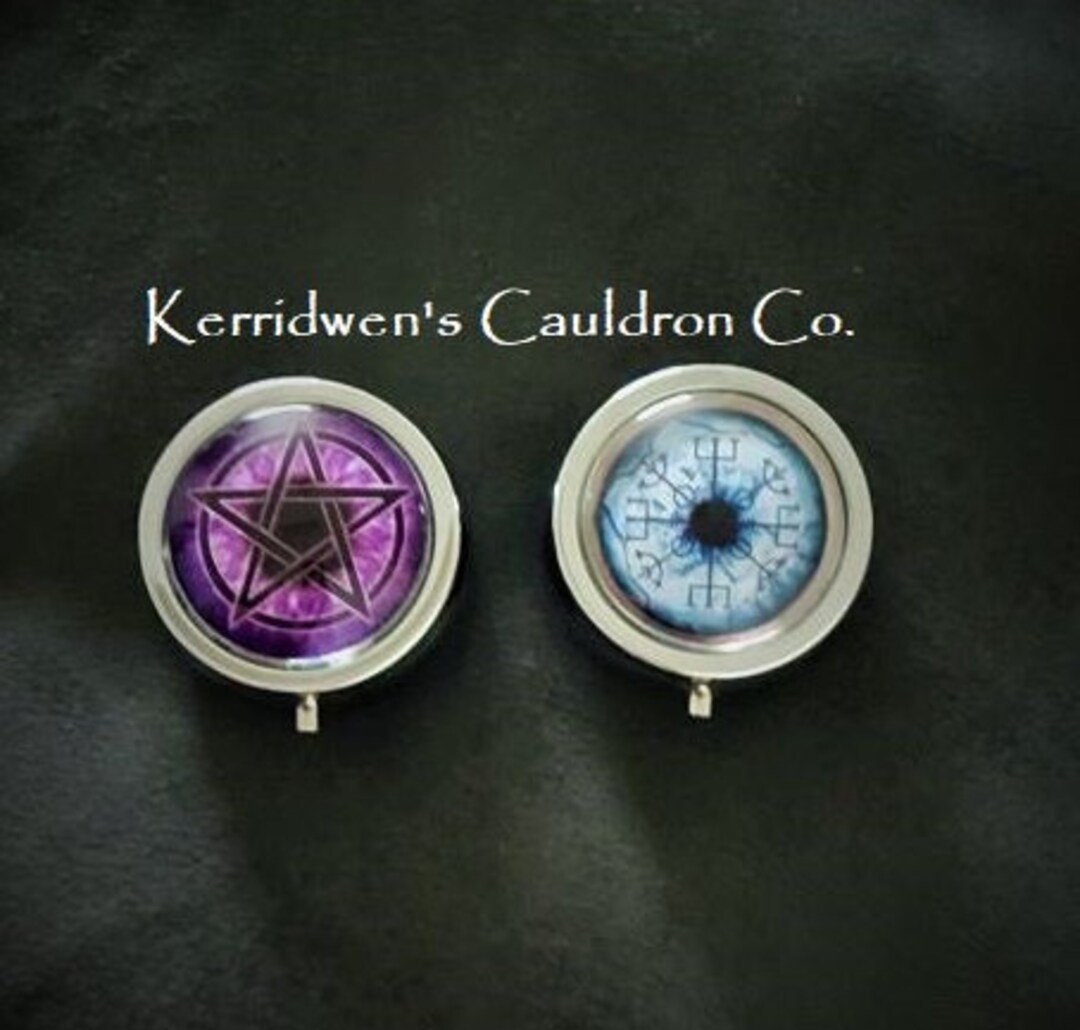 Pill Box Case, Pentagram Stash Box, Helm of Awe, Pill Case, Crystal Box ...