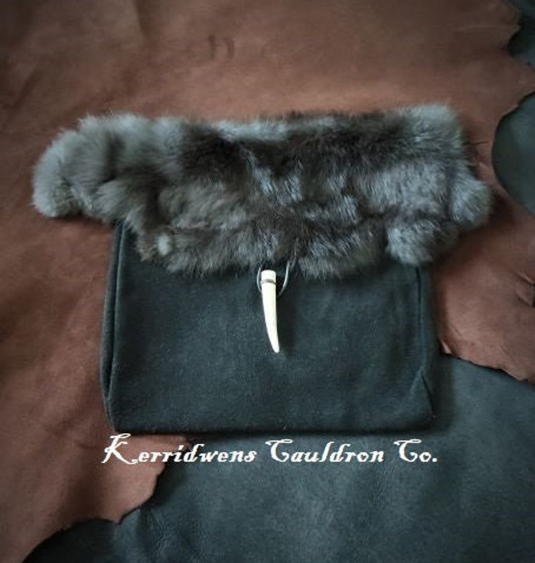 Hedgewitch Black Suede Leather Rabbit Belt Bag Witches Belt - Etsy