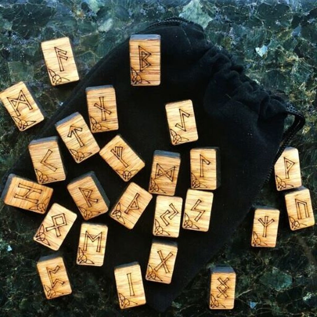 24pc. Wood Burned Rune Set, Oak Wood Rune Kit, Druid, Pagan Runes ...