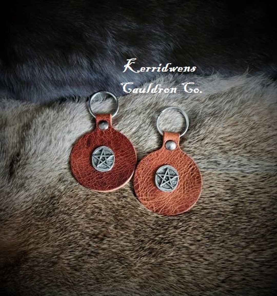 Leather Key Fob, Pentagram, Pagan, Wiccan, Accessory, Leather Key Chain ...