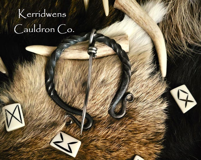 Twisted Penannular Cloak Pin, Celtic Shawl Pin, Viking, Druid, Witch ...