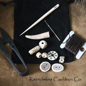 Bone Nalbinding Needle Kit, Needlecraft Sewing Kit, Bone Beads ...