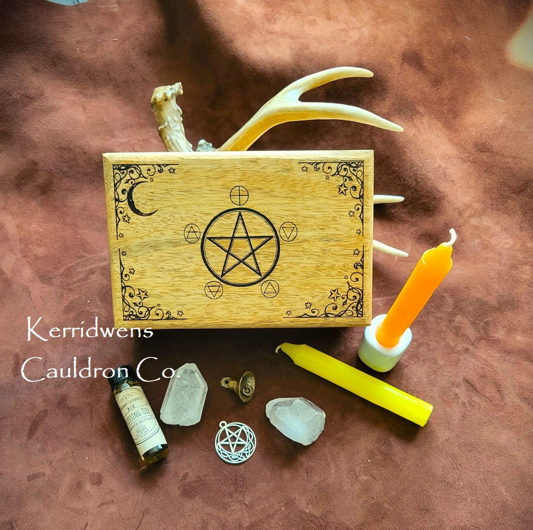 Pentagram Box, Wicca, Pagan, Altar Box, Tarot Card Box, Jewelry Box ...
