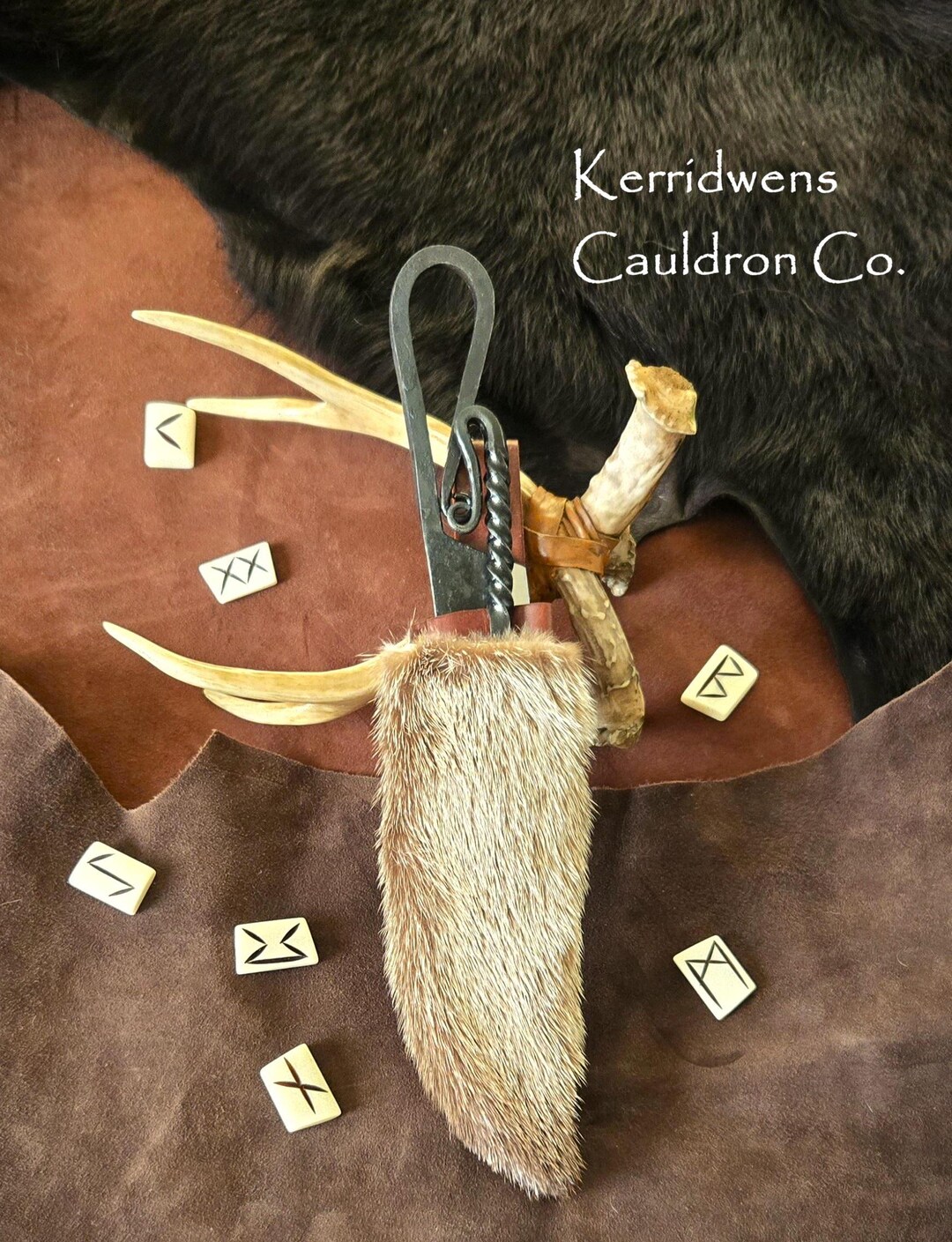 Feasting Camp Set, Elk Fur Knife Sheath & Tool Kit, Reenactment ...