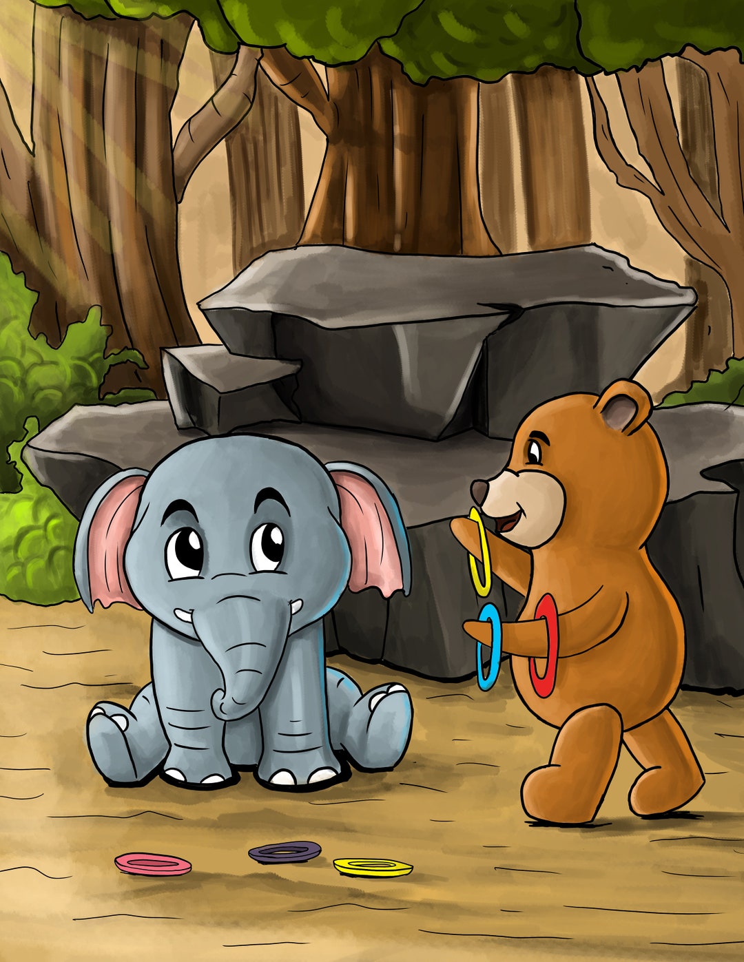 Digital Coloring Storybook Struggles the Bear Finds a Friend - Etsy