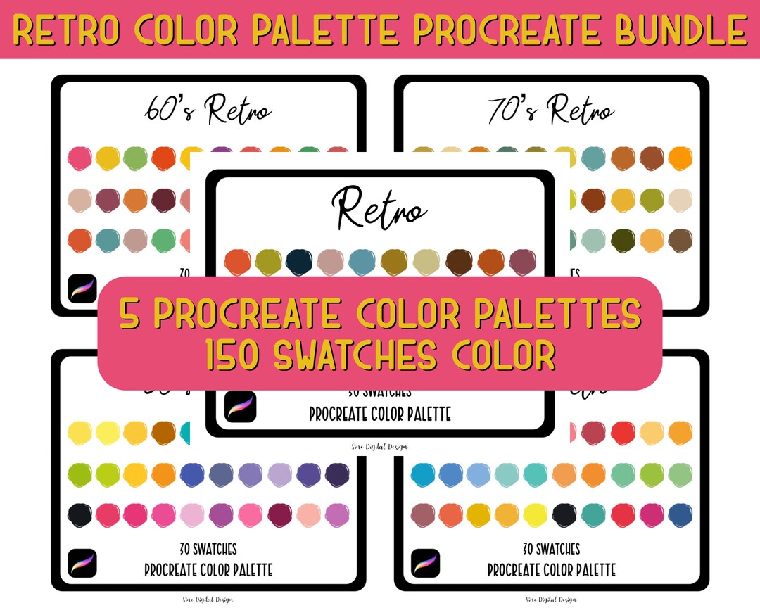 150 Retro Color Palette Procreate Bundle iPad Procreate Digital Color ...