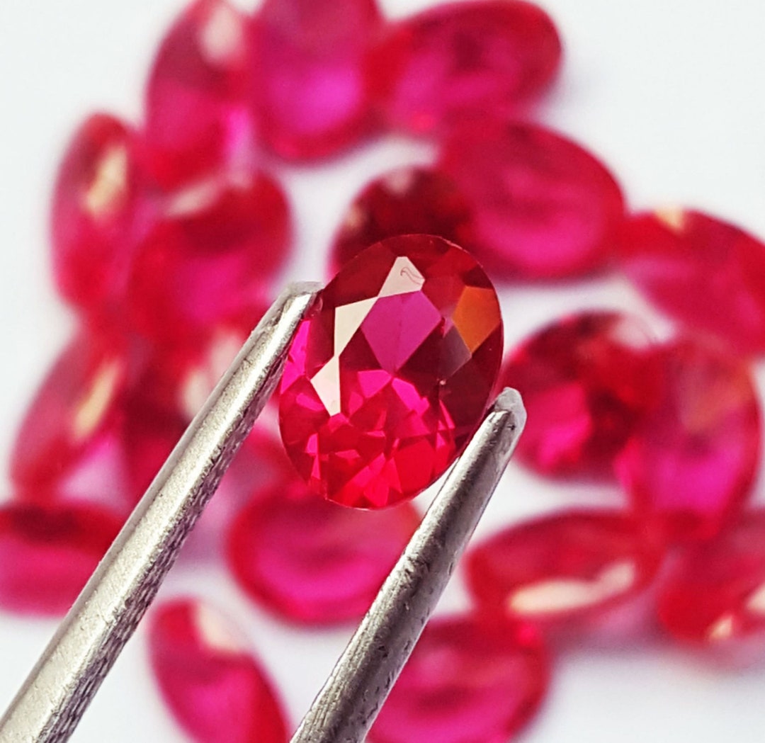 7x5 MM Natural Ruby Oval Shape 20 Pieces Lot Loose Gemstone Certified ...